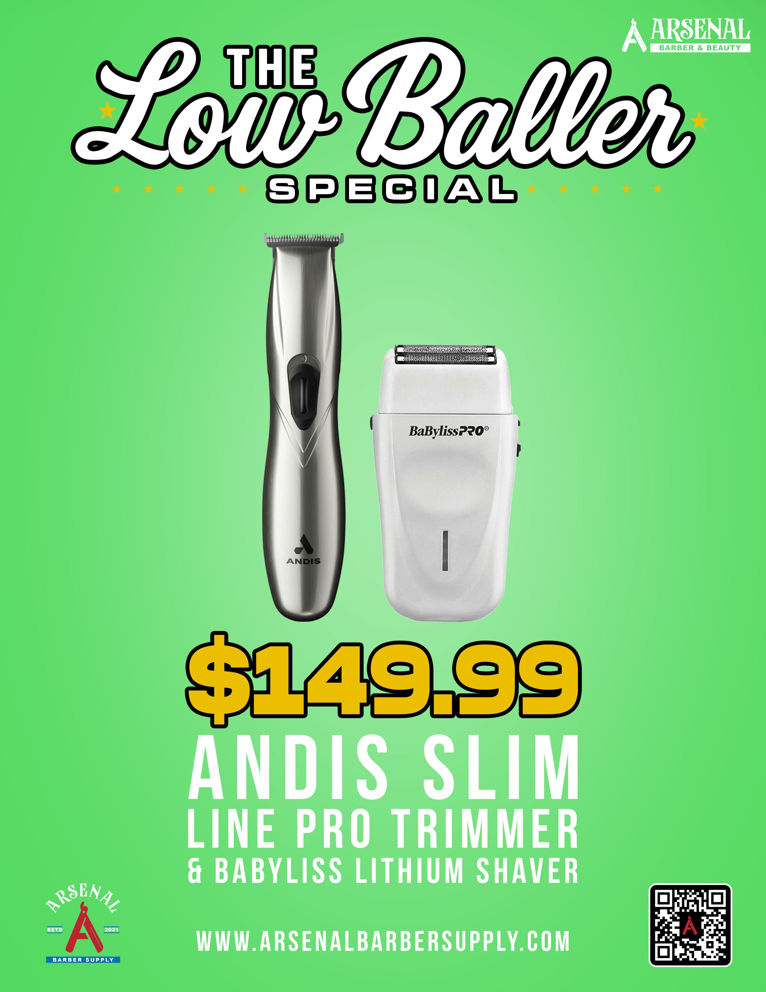 LOW BALLER SPECIAL- Andis SlimLine Pro Trimmer + Babyliss Lithium Shav ...